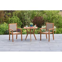Merxx Garten-Essgruppe »»Castilla«« Set, Geöltes Akazienholz, 3 Stk. tlg. Tisch: LxB: 70x70 cm natur + natur + natur
