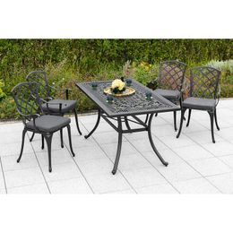 Merxx Garten-Essgruppe »Rhodos« Set, 9 Stk. tlg. 4 Sessel, inkl. Auflagen, Tisch grafit + grafit + grafit