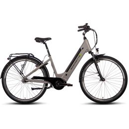 SAXONETTE »Optimum Plus« 7 Gang Nabenschaltung Mittelmotor 250 W Pedelec, Elektrofahrrad für Damen u. Herren silberfarben matt+schwarz