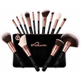 LUVIA COSMETICS Kosmetikpinsel-Set »Essential Brushes - Black Diamond« vegan schwarz-roségold 14 vegane Pinsel inkl. einer eleganten Pinseltasche