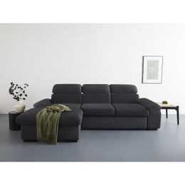 COTTA Ecksofa »Lola L-Form mit Kopfteilfunktion & Hocker« wahlweise mit Bettfunktion, Bettkasten & Armteilverstellung Black