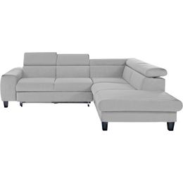 COTTA Ecksofa »Morven L-Form« wahlweise mit Bettfunktion, Bettkasten & Wireless-Charger light grey