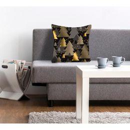 queence Dekokissen &raquo;Tatja&laquo; Kissenh&uuml;lle, Tannenb&auml;ume, Golden, Weihnachten, Festlich, Gl&auml;nzend altgoldfarben/braun/grau + bedruckt Obermaterial: 100%...