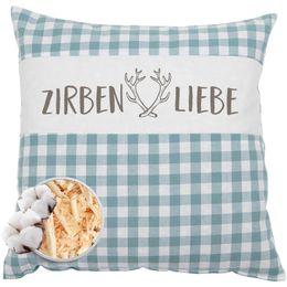 Herbalind Duftkissen »als Geschenk 30x30 in mint Dekokissen Zirbenliebe mit Reißverschluss« 1 Stk. tlg. 100% Zirbenholzflocken und Baumwolle...