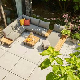 siena GARDEN Gartenlounge-Set »Alvida« 5 Stk. tlg. anthrazit + schwarz + schwarz Bezug: 100% Polyester