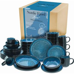 Creatable Kombiservice »Nordic Fjord« je 6 Speiseteller, Suppenteller, Dessertteller, Schalen, Kaffeebecher blau