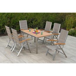 Merxx Garten-Essgruppe »San Severo« 7 Stk. tlg. silber/steinbeige +