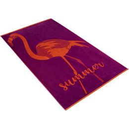 Vossen Strandtuch »Flamingo Time« purple Obermaterial: 100% Baumwolle B/L: 100 cmx180 cm