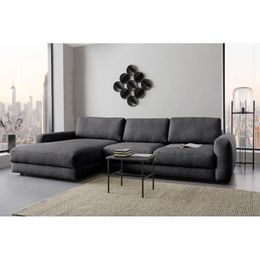 Places of Style Ecksofa »Bloomfield, bequem und elegant, OTTOs Choice, Breite 303cm, L-Form« wahlweise mit Bettfunktion und Bettkasten Obsidian