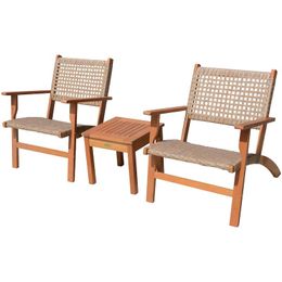 Garden Pleasure Balkonset &raquo;Sonora&laquo; 3 Stk. tlg. Teak-Look hellgrau/hellbraun + hellgrau + hellbraun