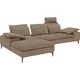 W.Schillig Ecksofa »valentinoo, Designsofa, bequem, elegant und zeitlos, L-Form« inklusive Hocker, mit Sitztiefenverstellung, Breite 299 cm stone Z59