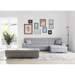 DOMO collection Ecksofa »Treviso viele Bezüge, auch in Cord, L-Form, B/T/H: 267/80/83 cm« wahlweise mit Bettfunktion, incl. Zierkissen, hochwertige...