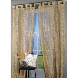 HOSSNER - ART OF HOME DECO Gardine &raquo;Spilauersee&laquo; Schlaufen 1 Stk. tlg. Schlaufenschal mit toller Stickerei braun Polyester