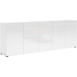 Inosign Sideboard »Mister« Kommode, komplett Hochglanz lackiert, Breite (B/H): 225/80 cm weiß