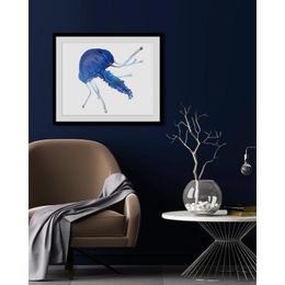 queence Bild »Lars« Kunst Meer Wassertiere 1 Stk. tlg. HD Premium Poster-Druck inkl. Holzrahmen Farbe Rahmen: schwarz + Farbe Bild(er): blau