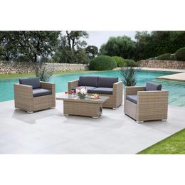 Merxx Gartenlounge-Set »Bellante« 4 Stk. tlg. 2 Sessel mit Kissen, 2er Sitzbank mit Tisch mudbraun + dunkelgrau +