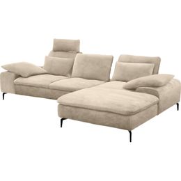 W.Schillig Ecksofa »valentinoo, Designsofa, bequem, elegant und zeitlos, L-Form« inklusive Hocker, mit Sitztiefenverstellung, Breite 299 cm stone Z73