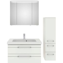 SAPHIR Badmöbel-Set »Balto Sprint 3-teilig, Mineralmarmor-Waschtisch mit LED-Spiegelschrank« 4 Stk. tlg. Badezimmer Set mit Midischrank, inkl...