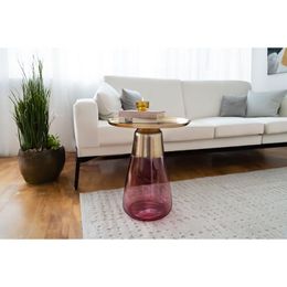 Kayoom Beistelltisch »Roman 225, mundgeblasener Glaskorpus« 1 Stk. tlg. mundgeblasener Glaskorpus, Retro-Design, goldene Metall-Tischplatte Rosa /...