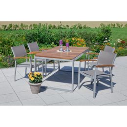 Merxx Garten-Essgruppe »Naxos« Set, 5 Stk. tlg. mit ausziehbaren Tisch natur + Obermaterial: 100% Polyester