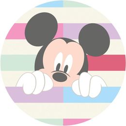 Komar Wandtattoo »selbstklebendes Vlies - Mickey Peek-a-boo - Größe 125 x 125 cm« rund und selbstklebend bunt
