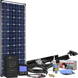 Quelle Solaranlage &raquo;150W MPPT 12V Wohnmobil Komplettset EBL-Option&laquo; High-End Solarmodul schwarz Zus&auml;tzlich verf&uuml;gt das Modul &uuml;ber Befestigungs-&Ouml;&szlig;en