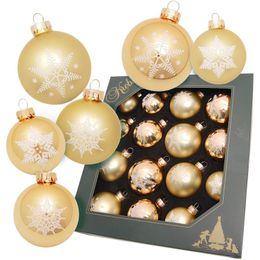 KREBS GLAS LAUSCHA Weihnachtsbaumkugel &raquo;Schneeflocke goldfarben&laquo; Weihnachtsdeko, Christbaumschmuck, Christbaumkugeln aus Glas goldfarben