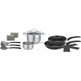 ELO Basic Topf-Set »Horizon« Edelstahl 18/10 Set, 1x Kochtopf 20 cm, 1x Kasserolle 16 cm, je 1 Bratpfanne 24/28 cm, 10 Stk. tlg. inkl. 3-tlg....