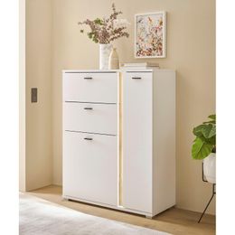 Inosign Highboard »LONG ISLAND« 1 Stk. tlg. in moderner Trendfarbe, inklusive senkrechter Beleuchtung, Breite 100 cm Weiß/Eiche Zeitloses Design...