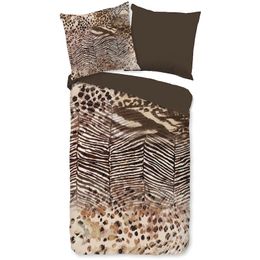 PURE luxury collection Wendebettw&auml;sche &raquo;Skins&laquo; 2 Stk. tlg. Mikrofaser, 135x200, 2 Teilig, Pflegeleicht, Wendeoptik, Leopard Braun braun Microfaser, 