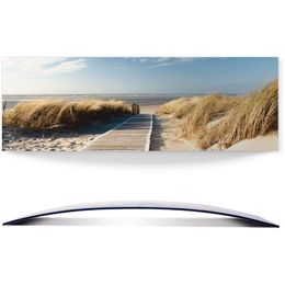 Artland Wandbild &raquo;Nordseestrand auf Langeoog - Steg&laquo; Strand 1 Stk. tlg. 3D Optik gebogen Farbe Bild(er): naturfarben