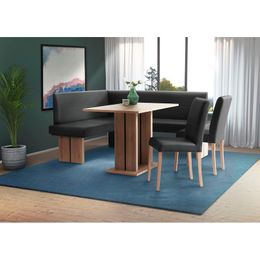 Home Affaire Eckbankgruppe »Emma Essgruppe Esszimmer Küche« Set, Eckbank 2 Stühle 1 Tisch, 4 Stk. tlg. Eckbank Tisch Stühle Landhaus schwarz (Lotos...