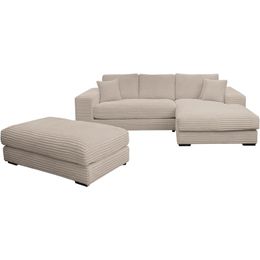 WERK2 Polstergarnitur »Eden L-Form + Hocker. Mega Couch Breite 286cm, Cord« Set, Design Ecksofa + Hocker in Cord mit besonders weichem Sitzkomfort...