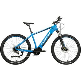Totem &raquo;Maurice Pro&laquo; 9 Gang Shimano Altus Schaltwerk Kettenschaltung Mittelmotor 250 W Pedelec, Elektrofahrrad f&uuml;r Damen u. Herren, MTB Blau+schwarz