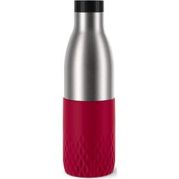 Emsa Trinkflasche &raquo;Bludrop Sleeve&laquo; Edelstahl/Silikon, Quick-Press, 12h warm/24h k&uuml;hl rot Edelstahl, Silikon