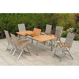 Merxx Garten-Essgruppe »San Severo« 7 Stk. tlg. silber/steinbeige +