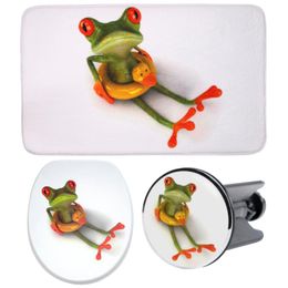 Sanilo Badaccessoire-Set »Froggy« bestehend aus WC-Sitz, Badteppich und Waschbeckenstöpsel weiß-grün