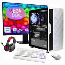 GAMEMAX PC-Komplettsystem »MegaDeal Gaming-PC-Set Diamond WT« 27 ′′ Intel Core i7 32 GB RAM 1.000 GB SSD Windows 11 + MSI PRO MP273A Monitor, 69cm...