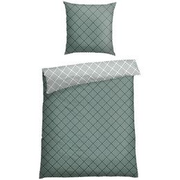 Schiesser Bettwäsche »Mabel aus weicher Baumwolle mit abstraktem Muster« 2 Stk. tlg. MADE IN GREEN by OEKO-TEX Dunkelgrün Obermaterial: 100%...