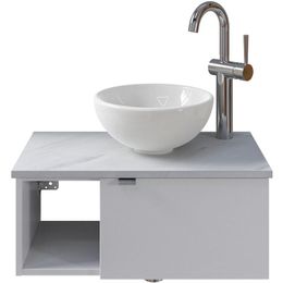 SAPHIR Waschtisch »Serie 6915 Waschschale mit Unterschrank für Gästebad, Gäste WC« Keramik-Aufsatzbecken, Waschtischplatte, Waschtischunterschrank,...