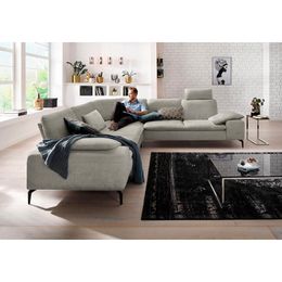 W.Schillig Ecksofa &raquo;valentinoo, Designsofa, elegant und bequem, L-Form&laquo; mit Sitztiefenverstellung, Breite 318 cm grau Chenille-Flachgewebe R66 (85% 