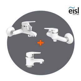 EISL&reg; EISL Badarmatur &raquo;3-teilige Serie SPEED&laquo; Set, ger&auml;uscharm, Marken-Mischd&uuml;se wei&szlig;