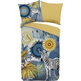 HIP Wendebettwäsche »Laska« 2 Stk. tlg. Mako-Satin, 135x200, Reißverschluss, Wendeoptik, Mandala, Zebra, Blau blau/ocker/ochre/multi Obermaterial:...