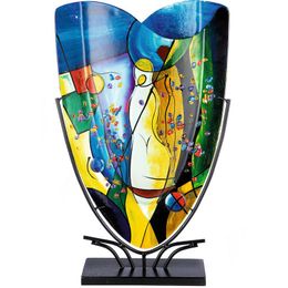 CASABLANCA BY GILDE Tischvase »Magic, Dekovase« Vase aus Glas, mit schwarzem Metallfuß bunt