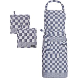DDDDD Kochsch&uuml;rze &raquo;Barbeque&laquo; Set, bestehend aus 1x Kochsch&uuml;rze + 2x Topflappen, 3 Stk. tlg. blau Obermaterial: 100% Baumwolle. F&uuml;llung: 100%...