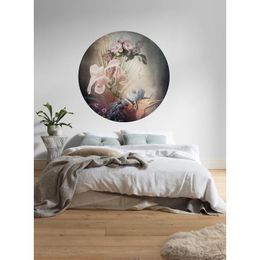 Komar Wandtattoo »selbstklebendes Vlies - Flemish Flowers - Größe 125 x 125 cm« rund und selbstklebend bunt
