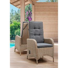 Destiny Gartensessel »PALMA« Set, 2 Stk. tlg. Aluminium, Polyrattan, inkl. Auflagen natur meliert Obermaterial: 100% Polyester. Miedereinsatz: 50%...