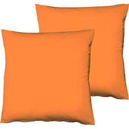 Fleuresse Kissenbezug »Colours Mako Satin, 100% Baumwolle, mit Reißverschluss« Mako Satin, glänzend, glatt, Premium Qualität hellorange...
