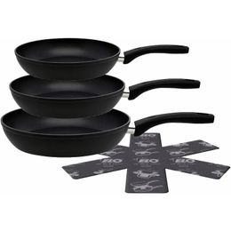 ELO Pfannen-Set »Lukullus« Aluminium Set, 1x Bratpfanne Ø 20 cm, 1x Bratpfanne Ø 24 cm, 1x Bratpfanne Ø 28 cm, 5 Stk. tlg. Induktion schwarz