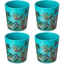 Koziol Kinderbecher »CONNECT CUP S JUNGLE« 100% recycelbar, 190 ml, 4-teilig organic turquoise